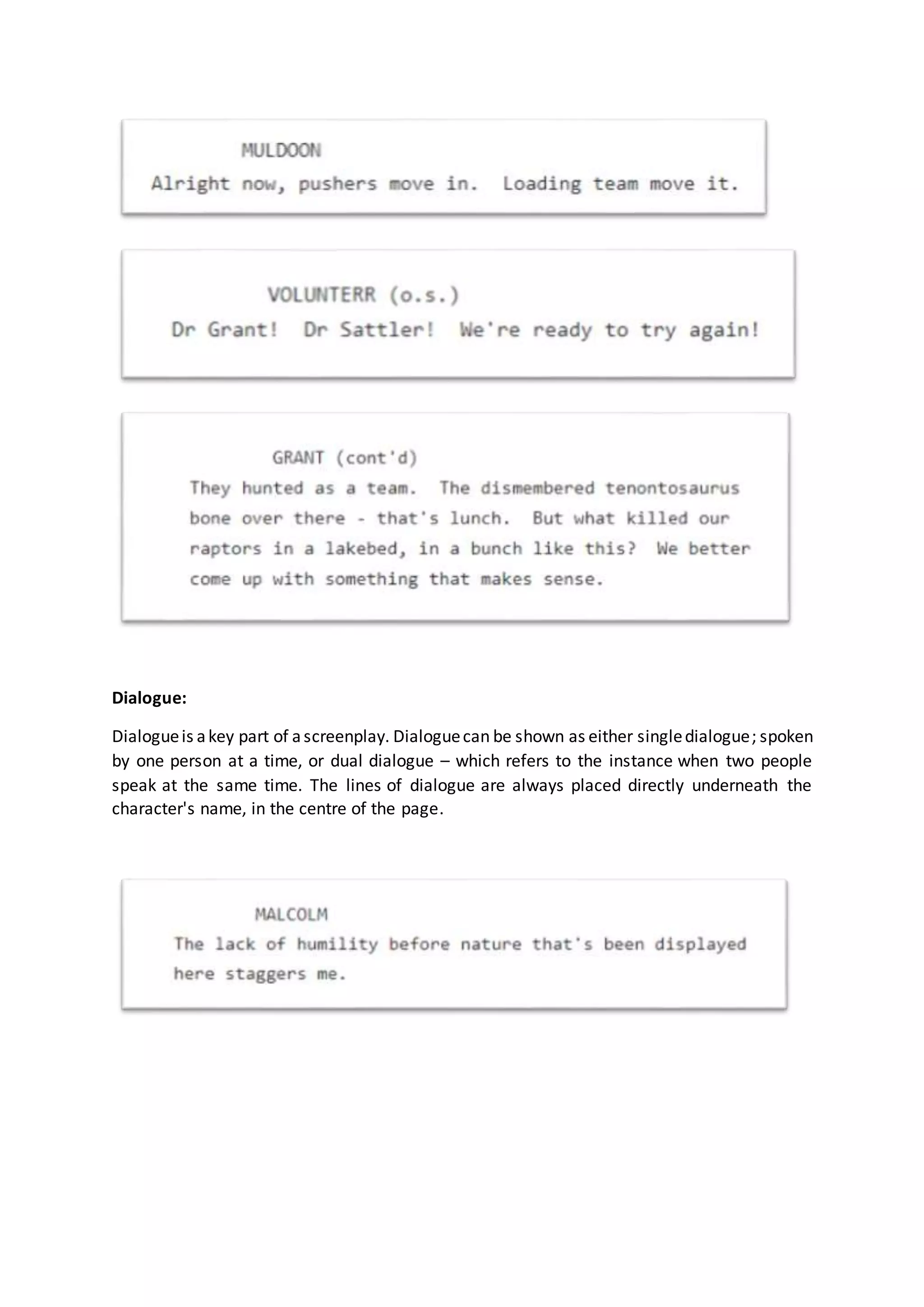 Formats and conventions of scripts for media products | DOCX