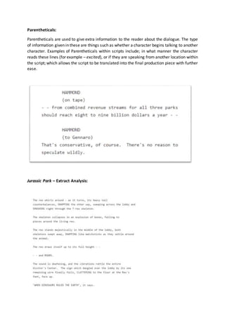 Formats and conventions of scripts for media products | DOCX