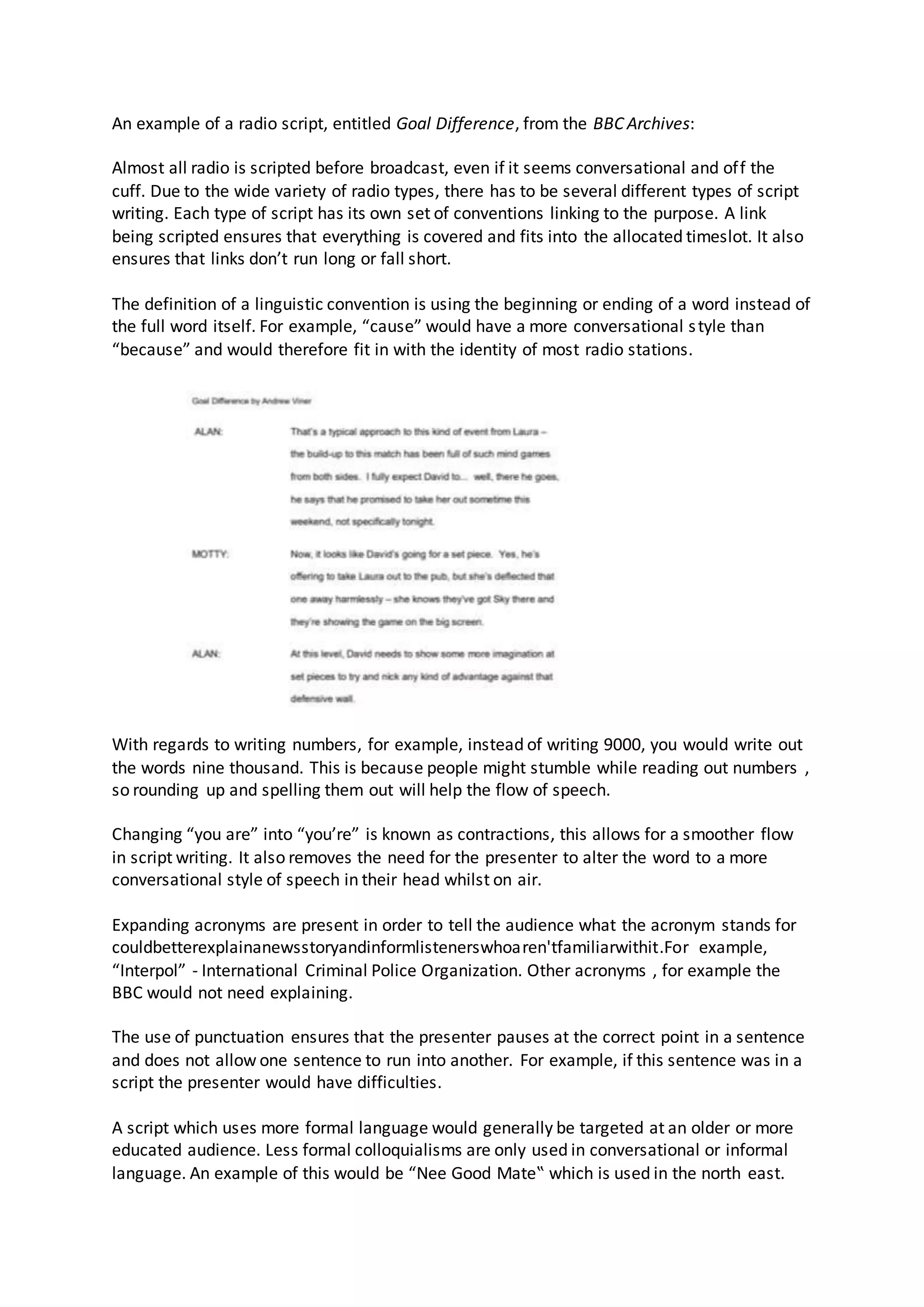 Formats and conventions of scripts for media products | DOCX