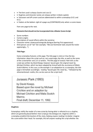 Formats and conventions of scripts for media products | DOCX