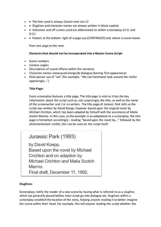 Formats and conventions of scripts for media products | DOCX