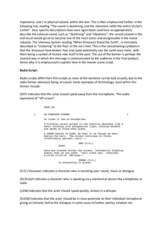 Formats and conventions of scripts for media products | DOCX