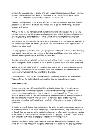 Formats and conventions of scripts for media products | DOCX