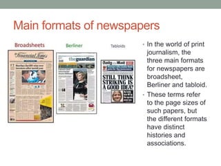 Formats and sizes of newspapers | PPTX