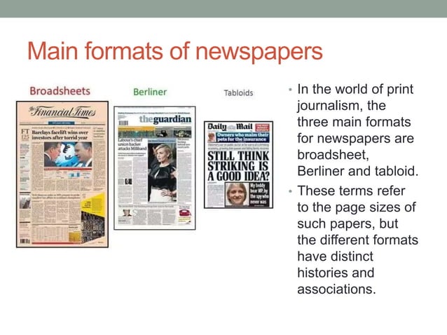 Formats and sizes of newspapers | PPT
