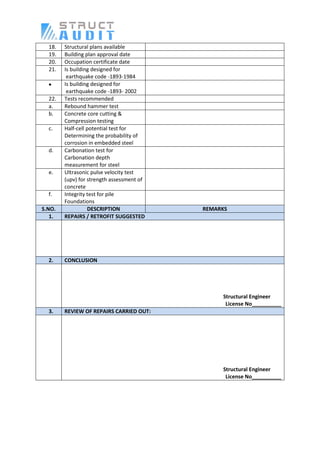 Formats for struct audit report | PDF