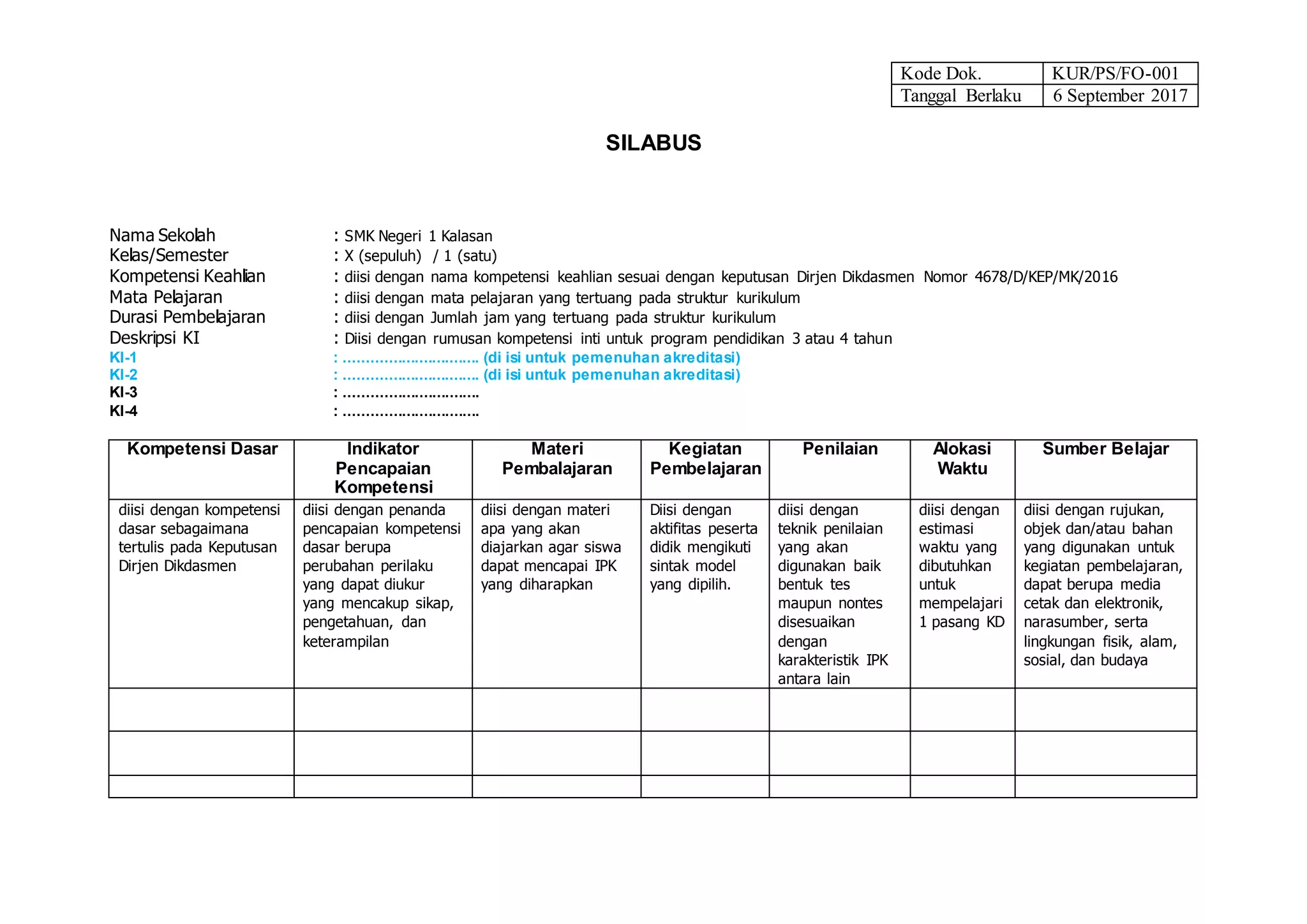 Format silabus | DOCX
