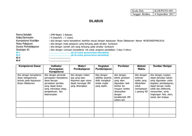 Format silabus | DOCX