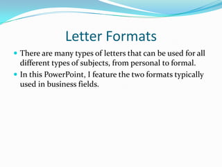 Formats of letters | PPTX