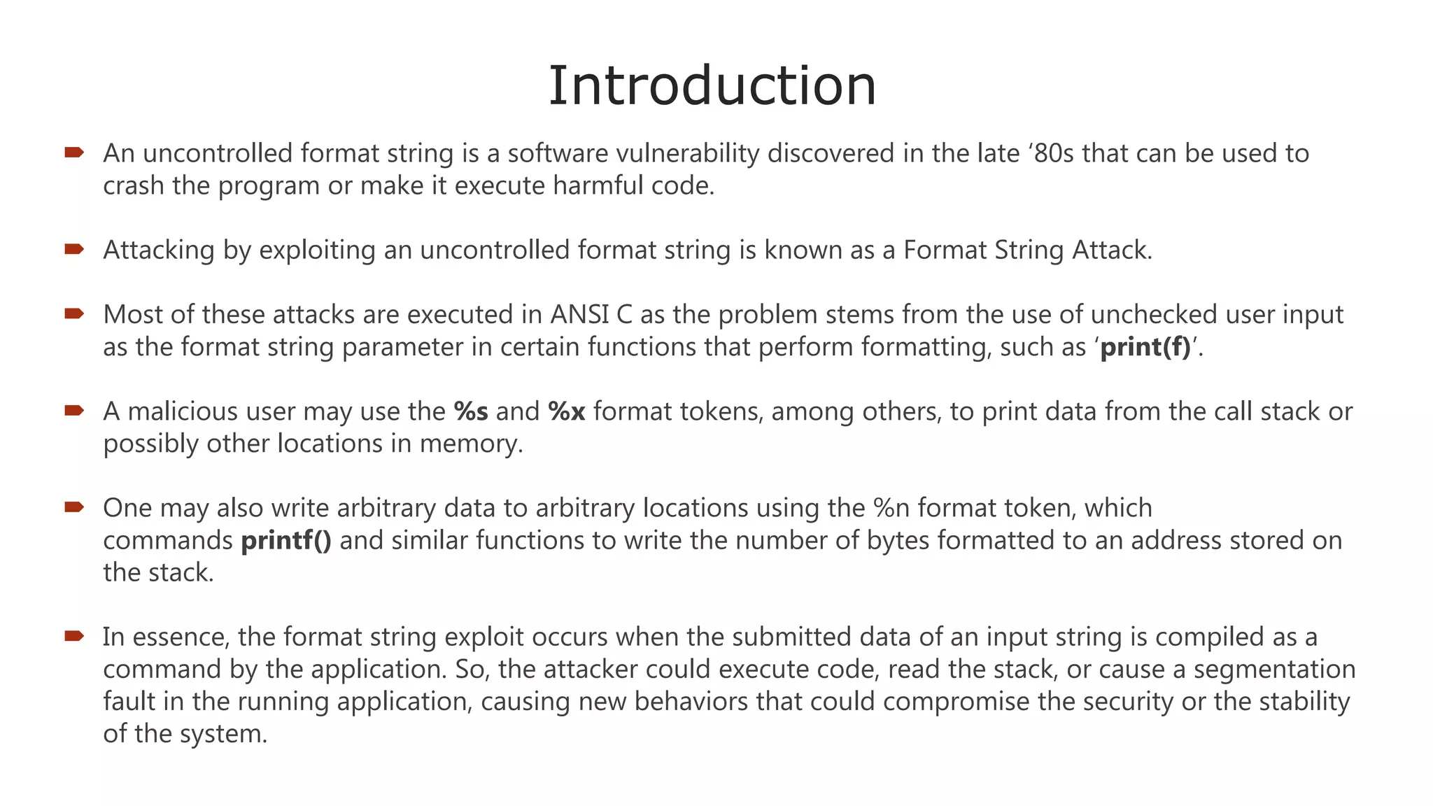 Format String Attack | PPTX