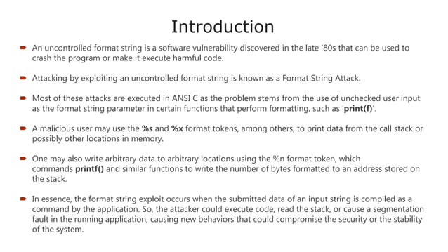 Format String Attack | PPTX