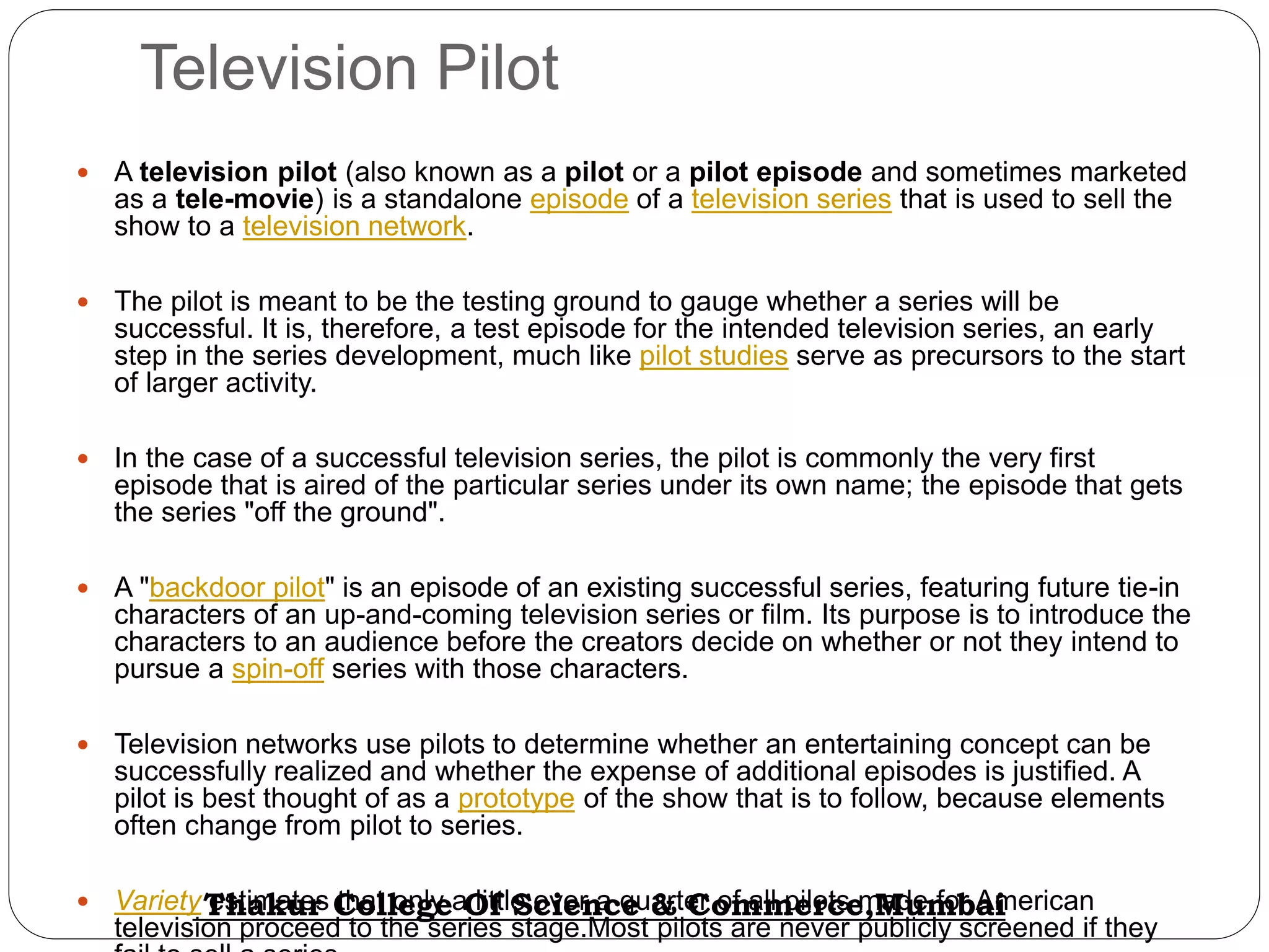 Understanding TV Formats & Types Part- D | PPT