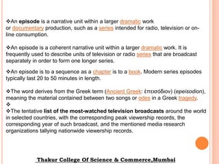 Understanding TV Formats & types of format Part B | PPTX
