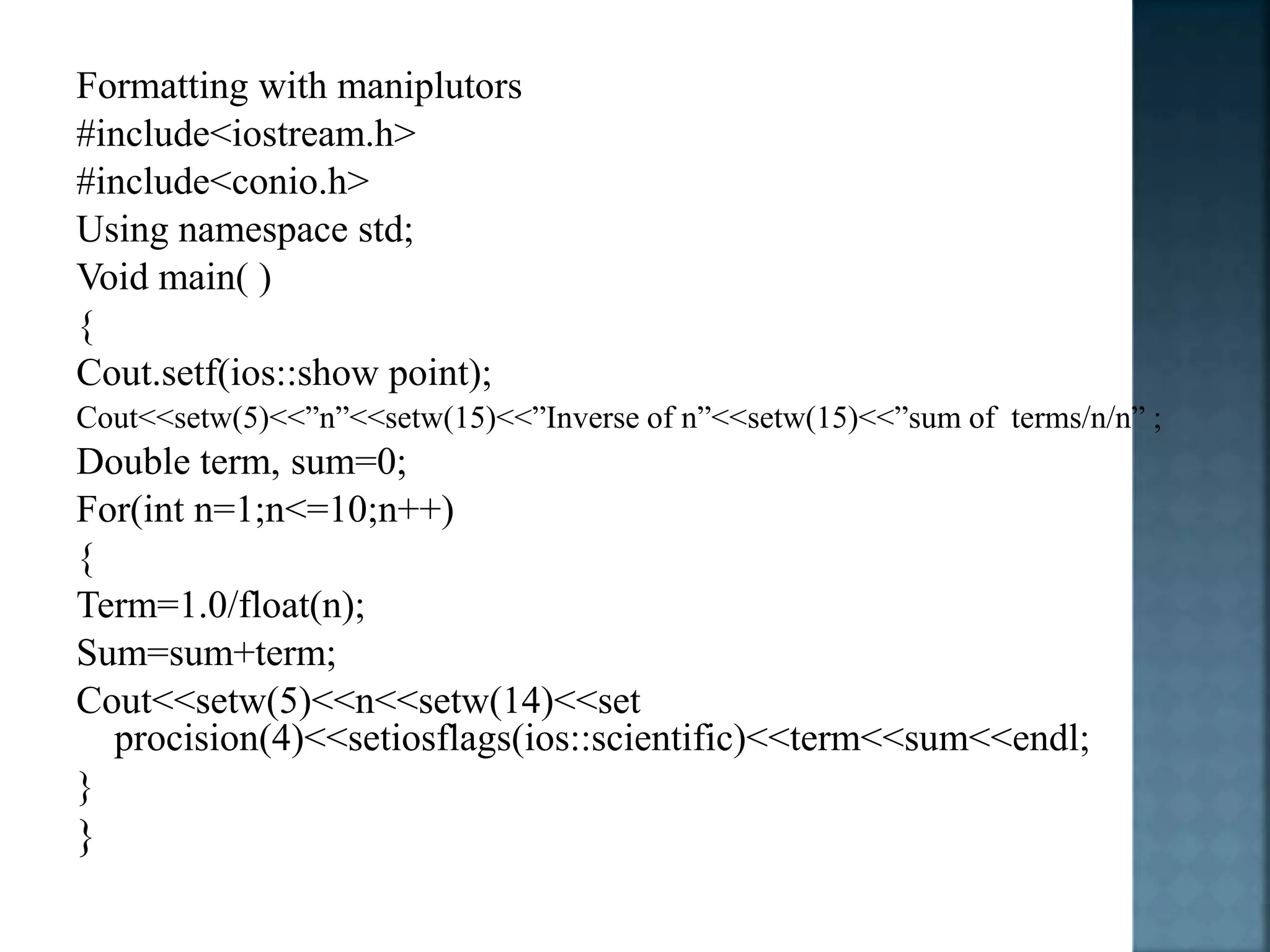 Formatted Console I/O Operations in C++ | PPTX | Programming Languages | Computing