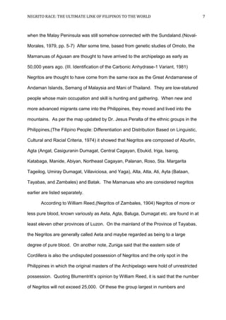Negrito Race: The Ultimate Link of Filipinos to the World | DOCX