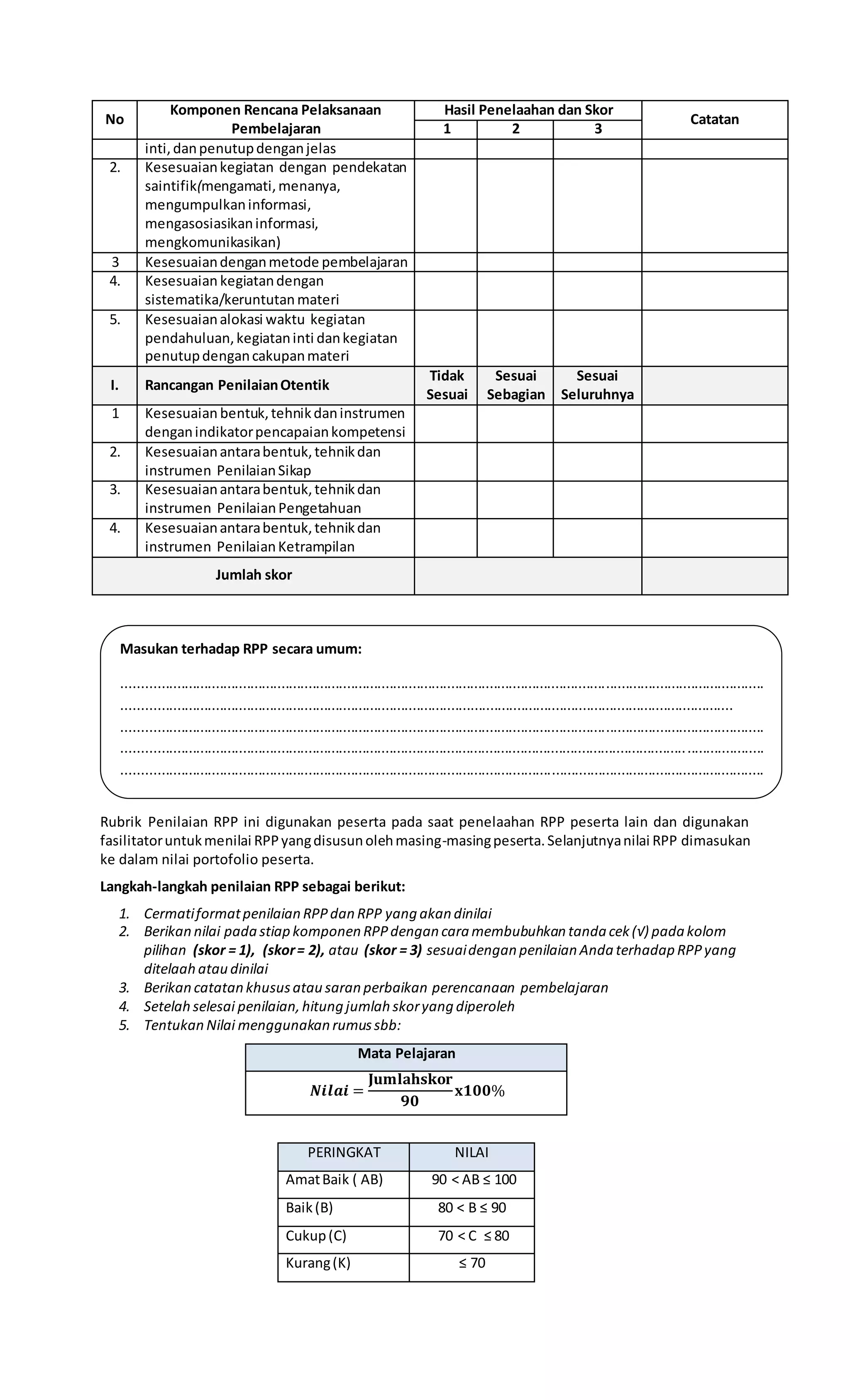 Format telaah rpp | DOCX