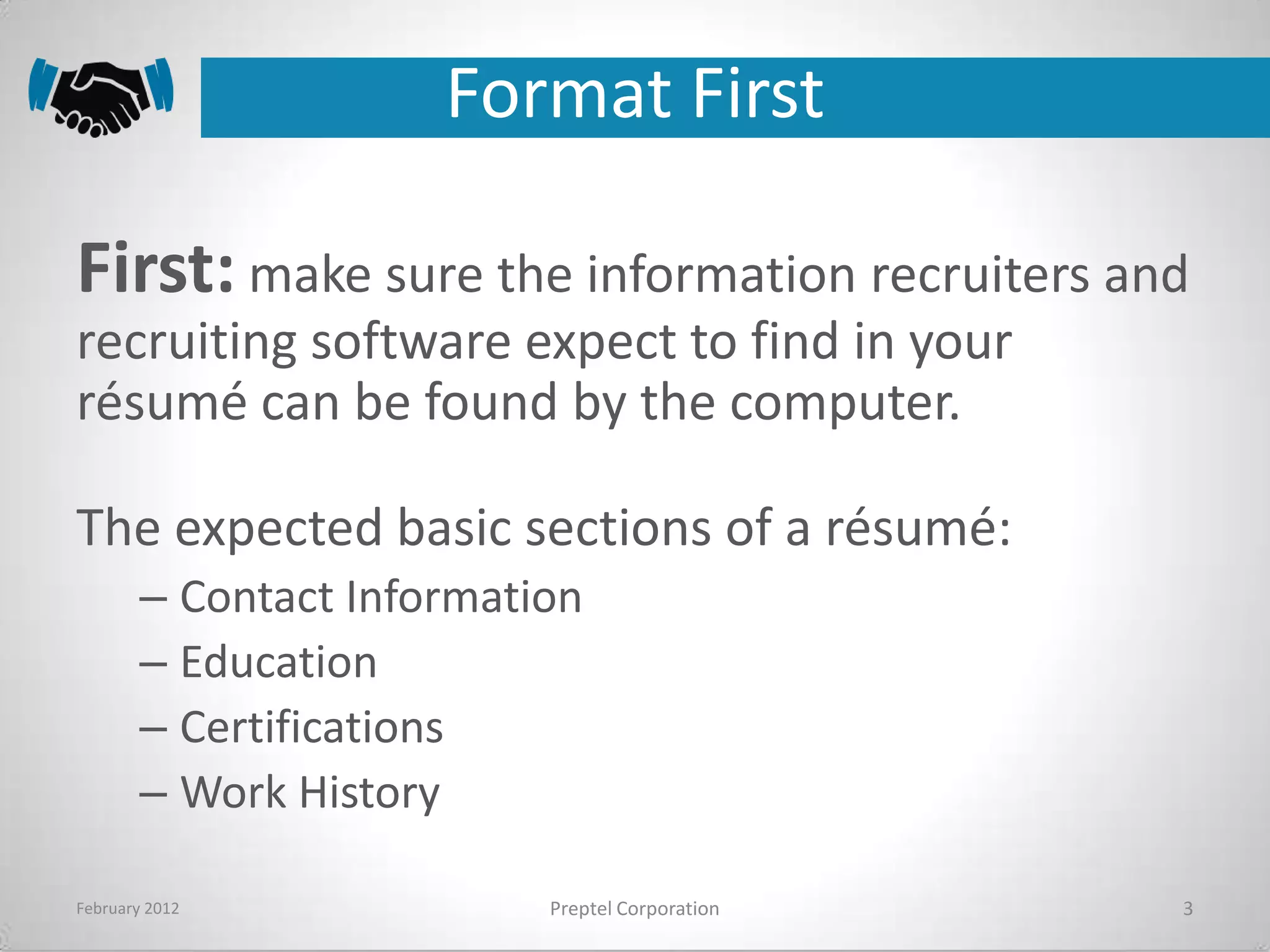 Résumé Formatting Wizard | PPT