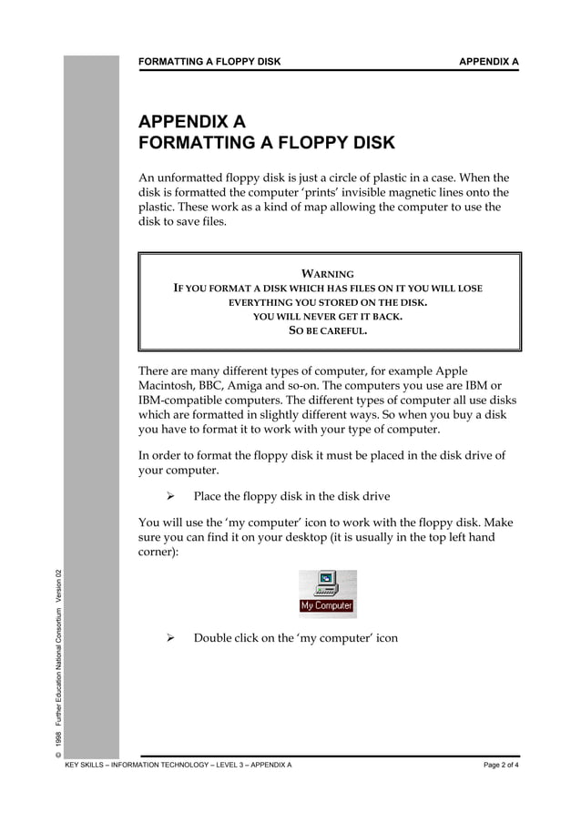 Formatting a Floppy Disk | PDF