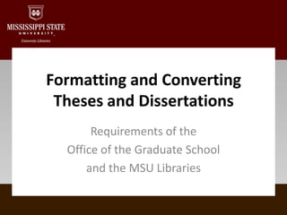 Formatting and Converting Theses and Dissertations | PPT