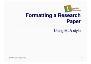 Formatting A Research Paper | PPT