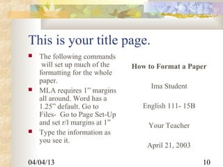 Formatting a research paper using word | PPT | Desktop Publishing ...
