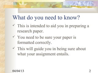 Formatting a research paper using word | PPT