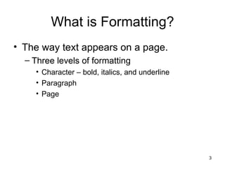 Formatting Documents Presentation 2 | PPT