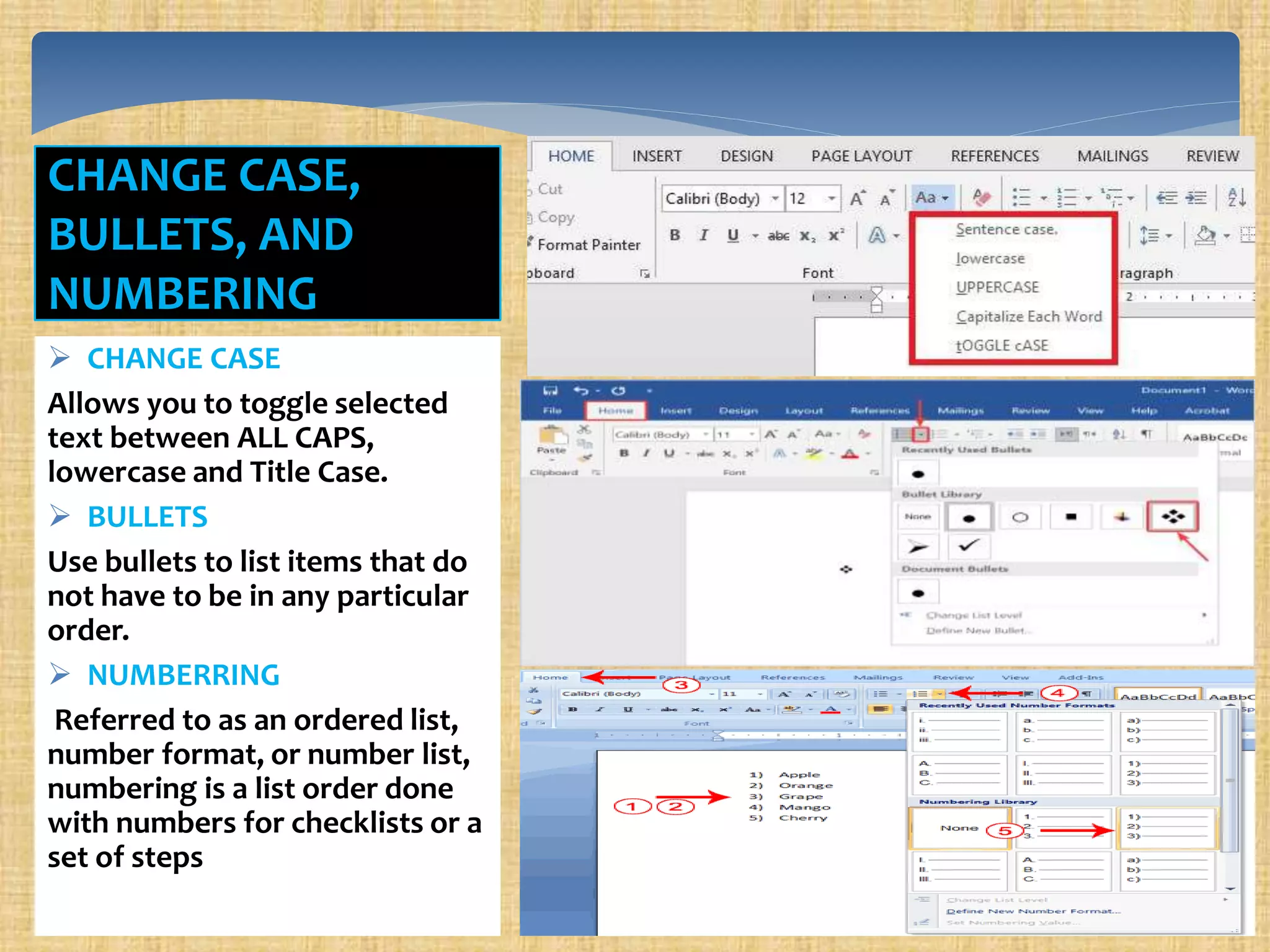FORMATTING FEATURES OF MS WORD AND OTHER FEATURES OF MS WORD.pptx by ...