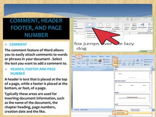 FORMATTING FEATURES OF MS WORD AND OTHER FEATURES OF MS WORD.pptx by ...