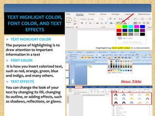 FORMATTING FEATURES OF MS WORD AND OTHER FEATURES OF MS WORD.pptx by ...