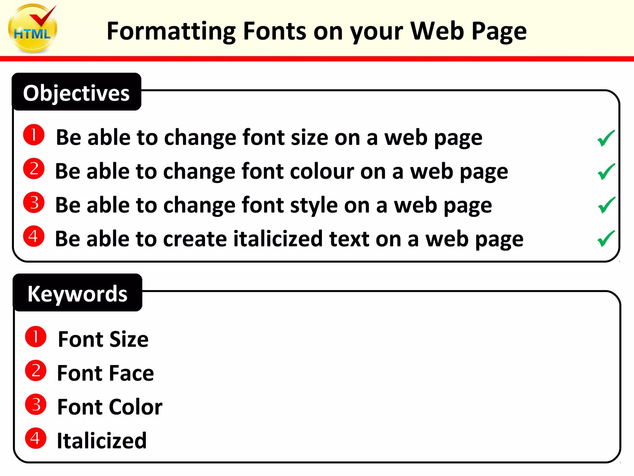 Formatting fonts on your web page | PPT
