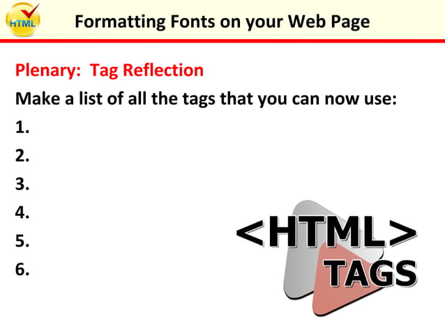Formatting fonts on your web page | PPT | Web Design and HTML | Internet