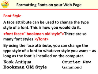 Formatting fonts on your web page | PPT