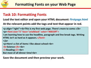 Formatting fonts on your web page | PPT