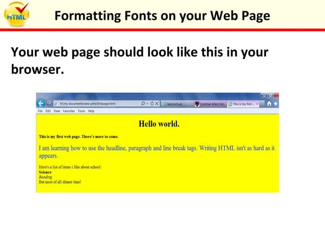 Formatting Fonts On Your Web Page Ppt Web Design And Html Internet