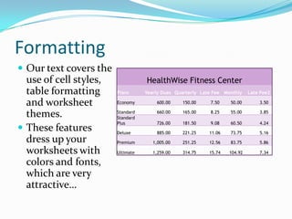 Formatting in excel | PPT