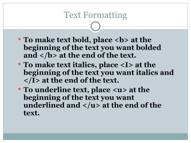 Formatting in html | PPT