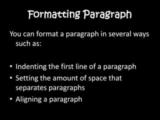 Formatting paragraphs | PPTX