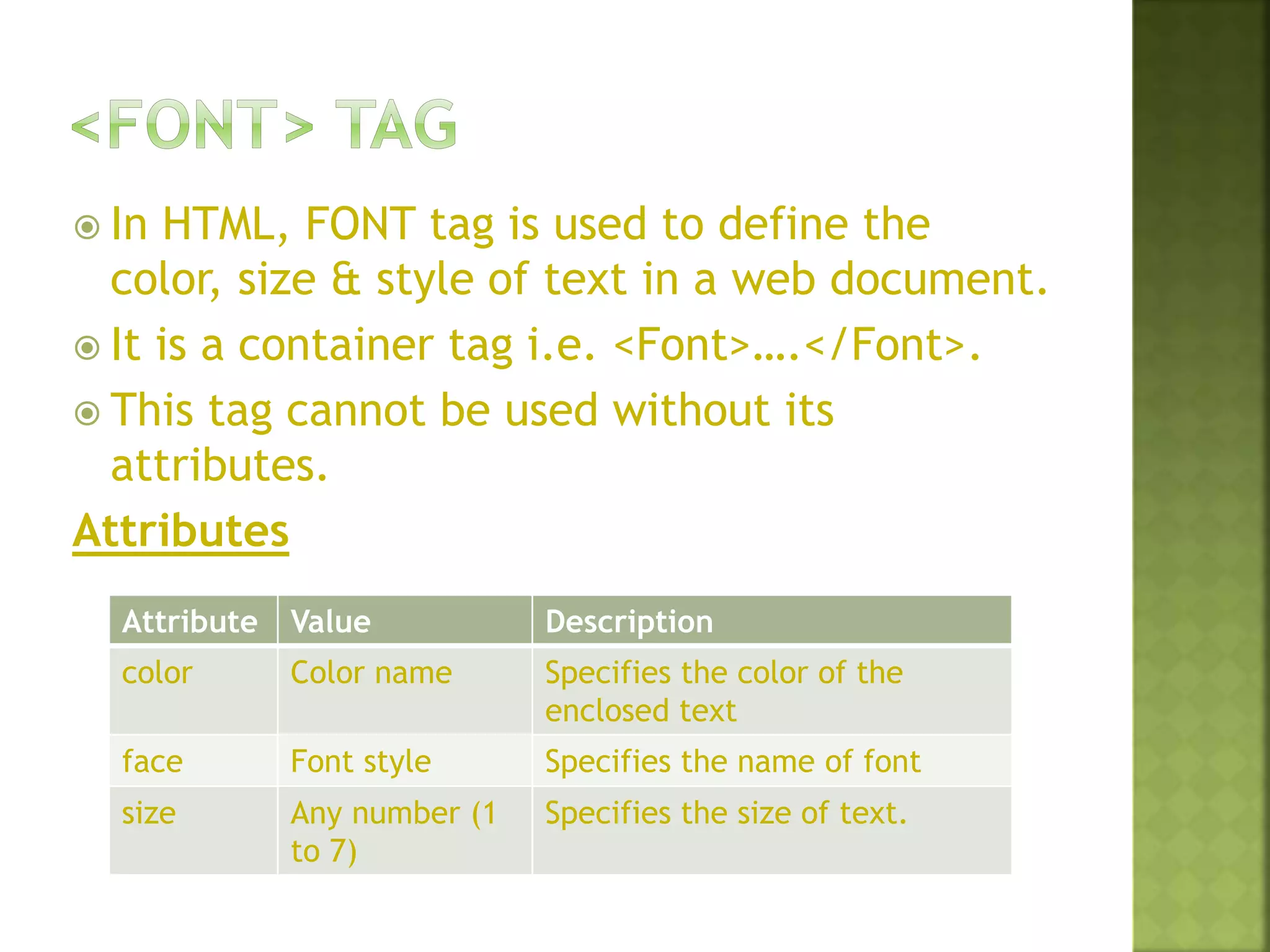Formatting Tags & Creating Html Page | PPT
