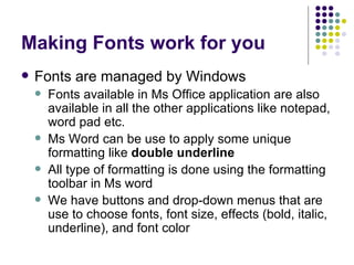 Formatting text | PPT