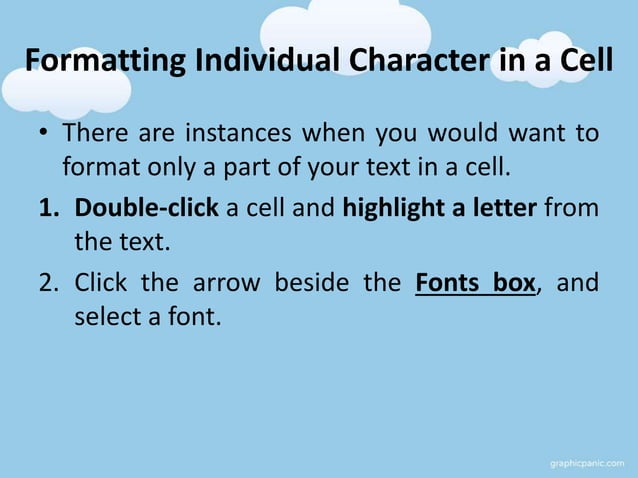 Formatting text (Microsoft Excel) | PPTX
