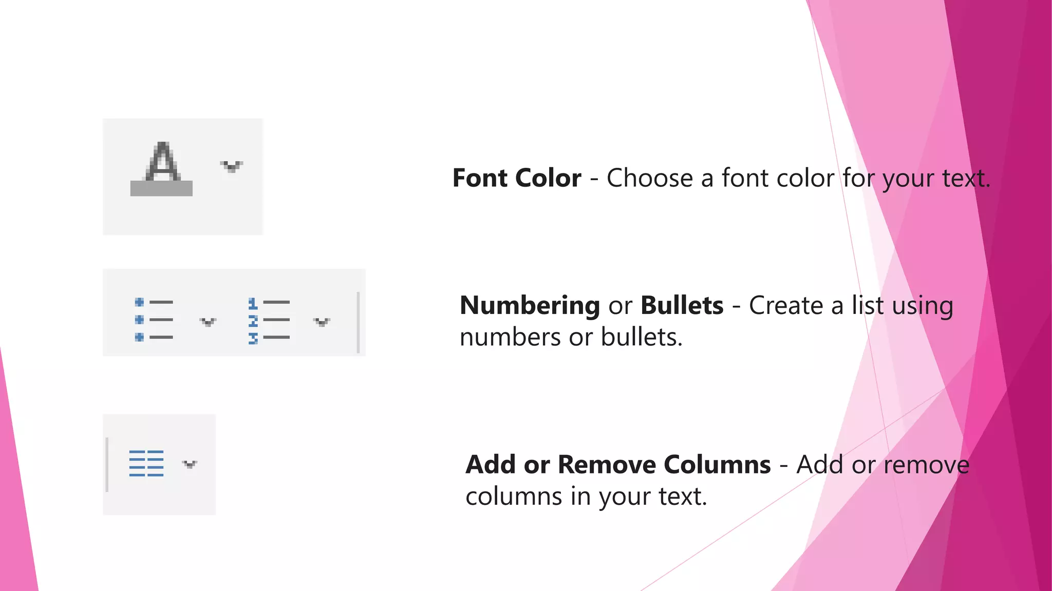 Formatting Text Pptx