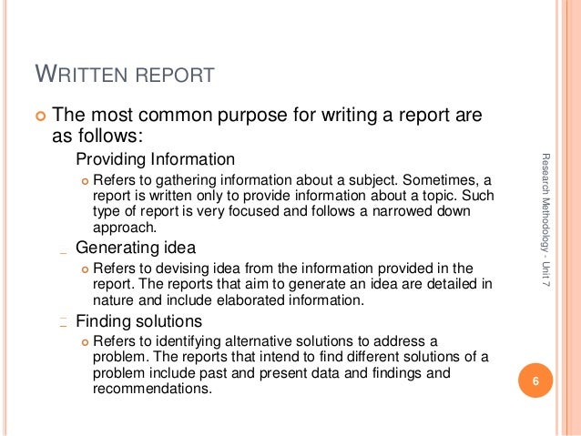 Formatting the report unit7