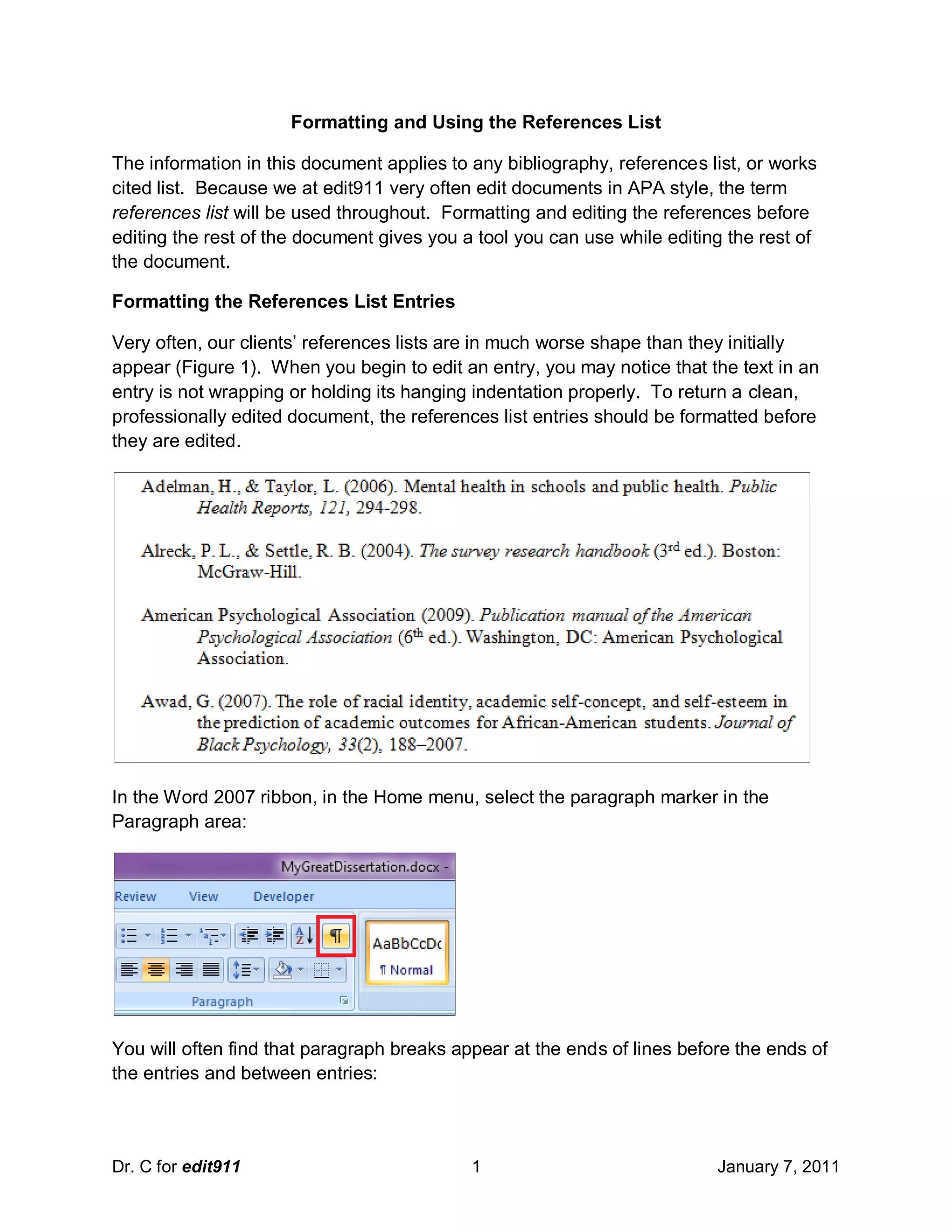 Formatting Using References List Pdf