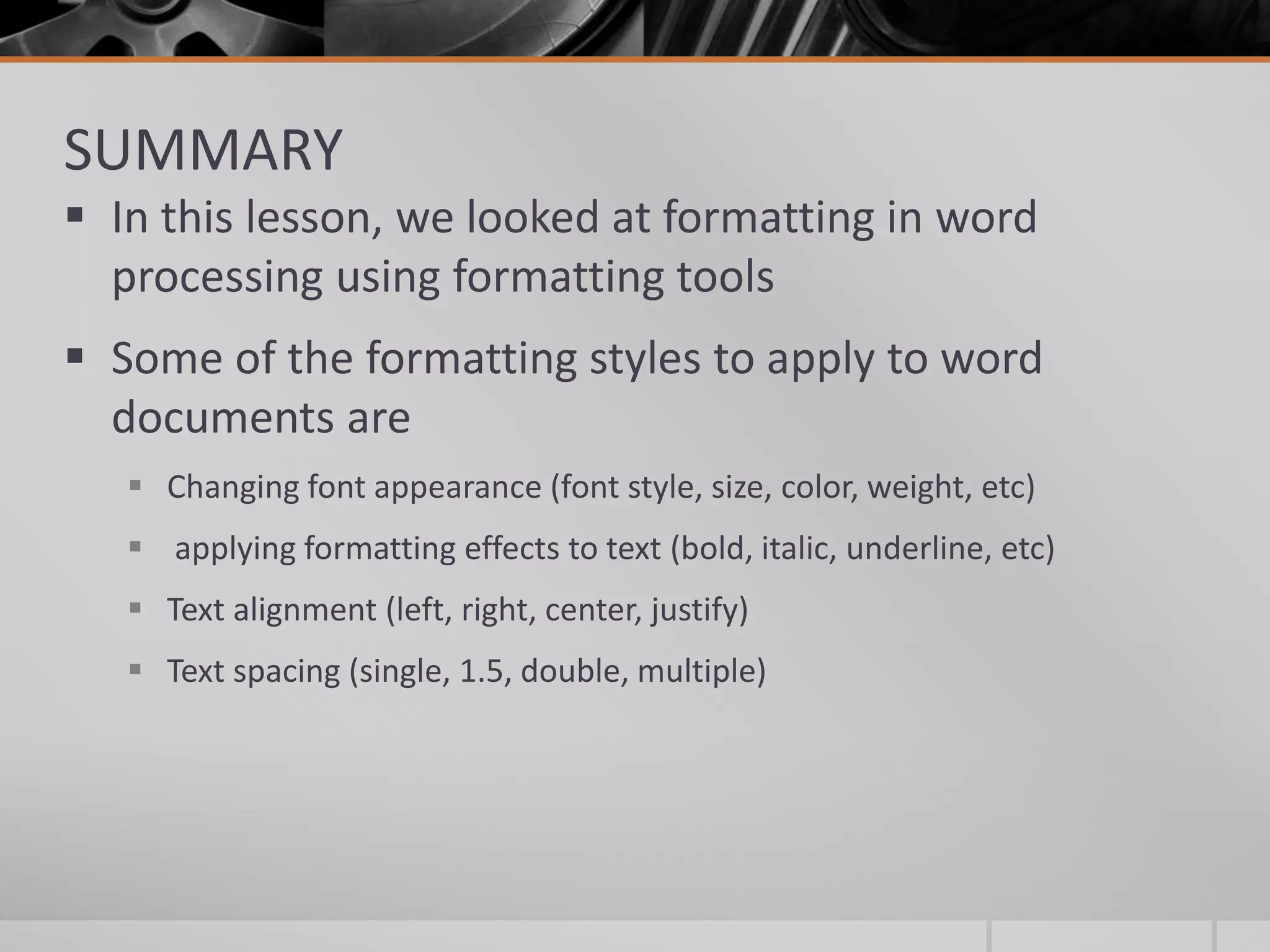 Formattingwordprocessingdocument | PPT