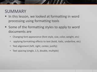 Formattingwordprocessingdocument | PPT