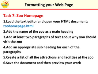 Formatting your web page | PPT