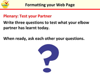 Formatting your web page | PPT