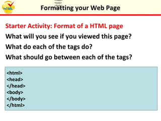 Formatting your web page | PPT