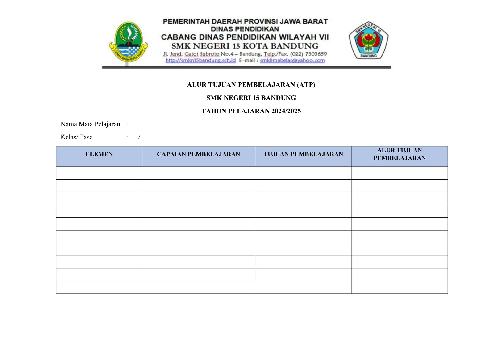 FORMAT TP - ATP tahun pelajaran 2024-2025 | DOCX